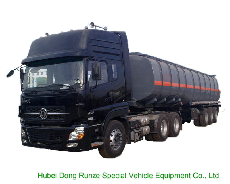 Tri Axles Caustic Soda Chemical Delivery Truck For 30 - 45MT Sodium ...