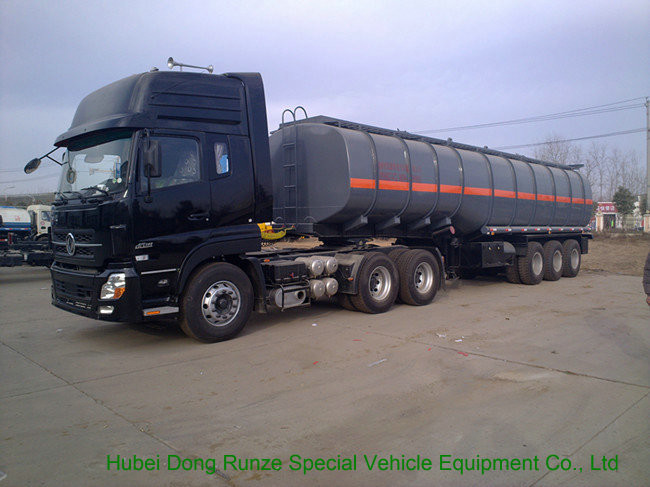Tri Axles Caustic Soda Chemical Delivery Truck For 30 - 45MT Sodium ...